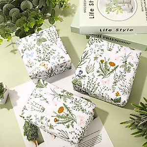 JarThenaAMCS 100 Sheets Vintage Wildflower Tissue Paper Wild Floral Art Tissue Spring Wrapping Paper for Birthday Wedding DIY Crafts Gift Packing, 20 x 14 Inch