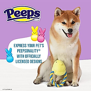 Peeps for Pets Plush Chick Rope Pull Toy for Dogs Squeaker Dog Toy, Yellow/Blue | Soft and Cute, Plush Squeaky Dog Chew Toy with Rope to Add to Dog Toy Bin 6 Inch