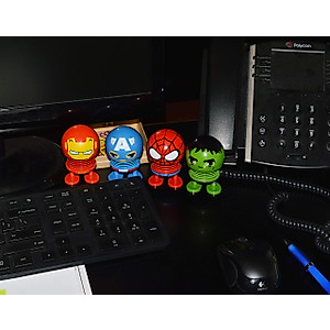 SciencePurchase Super Bobblehead Collection - Includes 4 Cool Bobbleheads - Car Decoration - Cute Interior Decor Toy Figure Party Favor Dashboard Ornaments