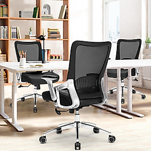 Ergonomic Office Desk Chair 400lbs Heavy Duty Home Office Desk Chairs with Wide Thick Seat Cushion, Executive Computer Task Chair with Adjustable Seat Height & Arm Height for Heavy People