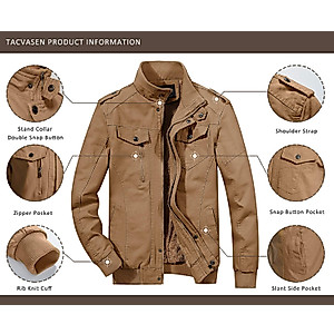 TACVASEN Men's Military Cotton Jacket Thicken Winter Cargo Coat, Green, L