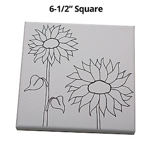 S & S Worldwide Paint-Your-Own Designer Canvas Set II, 2 each of 6 Pre-Printed Designs, Great For Kids & Adults, DIY Ready To Paint, 6-1/2" x 6-1/2" Stretched Canvas. Pack of 12.