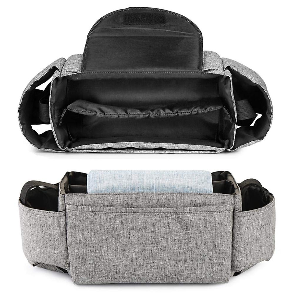 Universal Baby Stroller Organizer with 2 Insulated Cup Holders, Multi-functional Adjustable Baby Stroller Storage Bag with 2 Cup Holders, Baby Stroller Hanging Bag, Hanging Storage Pack Portable Bottle Bags, Fits for Universal Branding Strollers
