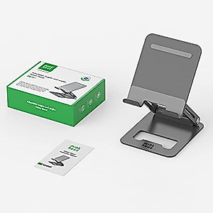 Minthouz Tablet Stand, Adjustable & Foldable Tablet Holder, Compact Aluminum Phone Stand with Anti-Slip Pads, Compatible with All 4.7-12.9 inches Mobile Phones/E-Readers/Tablets/Ultrabooks - Gray