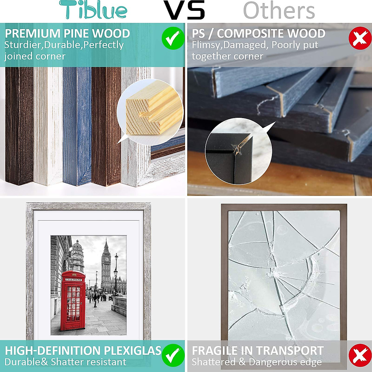 12x16 Rustic Picture Frames Solid Wood Display Pictures 11x14 or 8.5x11 Diplomas with Mat or 12x16 without Mat, Farmhouse Distressed Wooden Picture Frame for Wall or Table Top Display, Driftwood White