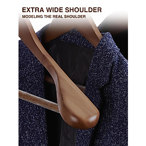 SMARTOR Suit Hangers for Men, 8 Pack - Wide Shoulder Wooden Suit Hangers with Non Slip Pants Holder, Wide Hangers for Suit, Coat, Jacket, Gown, Heavy Duty Wood Suit Hanger - Walnut