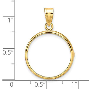 Roy Rose Jewelry Gold Coin Bezel Pendant Mounting - 13mm 14mm 15mm Coin Size - Polished Rim Design - 14K Yellow Gold - Prong Set with Bail