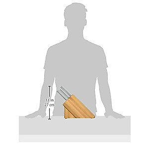 Rada Cutlery Oak Block 7 Pc Stainless Steel Kitchen Knife Set with Aluminum, Silver Handle