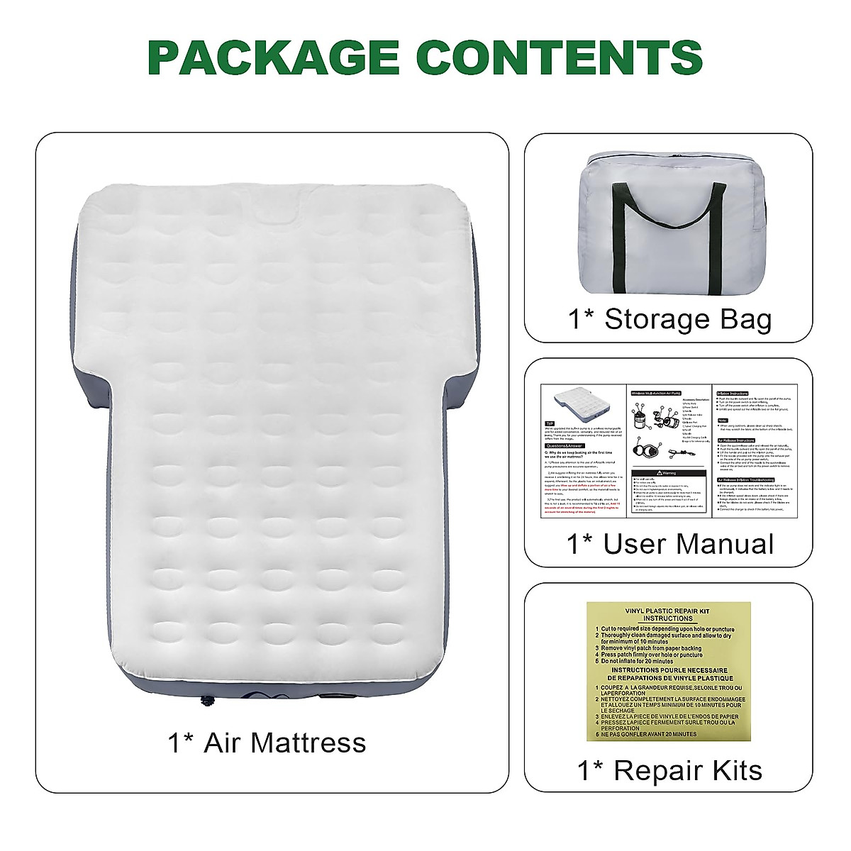 Sokeface SUV Air Mattress Camping Bed with Wireless Air Pump(2024 Newest Upgraded), 10inch Air Mattress for Jeep Wrangler JK JKU JL JLU Unlimited 4 Door Ford Bronco Subaru Forester and Fits Most SUVs