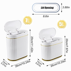 Dawitrly Small Touchless Trash Can, 1.3 Gallon Smart Motion Sensor Wastebasket Garbage Bathroom Bins with Automatic Opening Lid for Living Room Dressing Table, Kitchen, Office Desktop, and RV