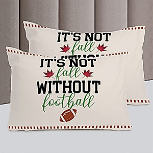 Twin Duvet Cover Set - American Football 4 Pcs Comforter Cover Bedding Sets with Zipper Closure, Fall Red Maple Leaf Red Striped Microfiber Bed Sheet Soft Quilt Cover with 2 Pillow Shams