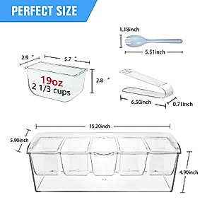 INNOVATIVE LIFE Bar Serving Tray on Ice with 5 Compartments Container, Fruit Trays for Serving , Garnish Platters with Lid , Clear