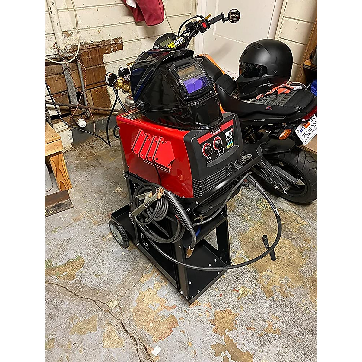 VEIYOUMO Welding Cart, Welding Carts for MIG/TIG Welder and Plasma Cutter Upgraded Cable Hook Tank Storage Safety Chain Welding Cart