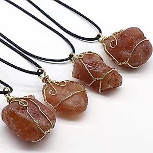 ROSEWARD Real Carnelian Crystal Necklace for Women Raw Crystal Pendants Jewelry Red Chakra Healing Worry Stones Genuine Moldavite Spiritual Gemstone, USA (1”-1.4” Wire Wrapped Raw Carnelian)