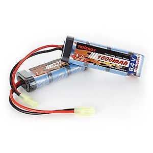 Tenergy 2 Pack 8.4V NiMH Airsoft Flat Battery Pack with Mini Tamiya Connector High Capacity 1600mAh Batteries for Airsoft Guns MP5, Scar, M249, M240B, M60, G36, M14, RPK, PKM