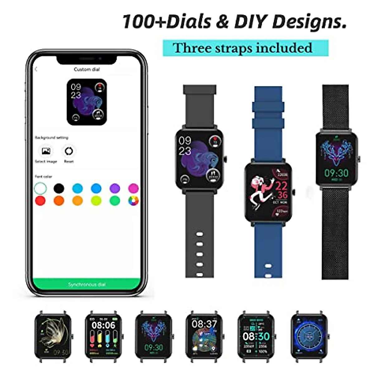 FACOI Smart Watch for Mens Women - Android Smart Watch for Android Phones iPhone Compatible with Call Receive/Dial, Activity Tracker with Waterproof Heart Rate Sleep Monitor Pedometer