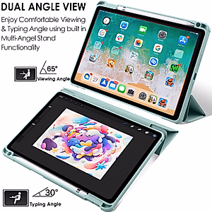 DuraSafe Cases for iPad 7th 8th 9th Gen 2019/2020 / 2021-10.2 Inch [iPad 9 8 7 ] A2602 A2270 A2197 MW762LL/A MW742LL/A MYLC2LL/A MYL92LL/A Pencil Holder Soft Corner with PC Back Cover - Light Green