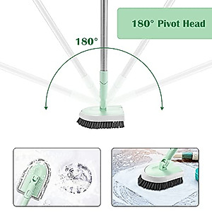 DALIPER Shower Scrubber with Long Handle for Cleaning, 2 in 1 Tub and Tile Scrubber, Interchangeable Scrub Brush Attachment for Cleaning Bathroom Bathtub Floor Wall