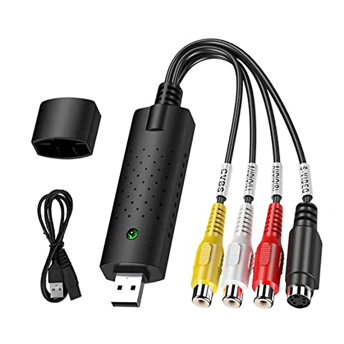 TCRAYCH USB Audio Video Converter, VHS to Digital Converter, Video Capture Card Digitize from Analog Video VCR VHS DVD, for Windows 7 8 10