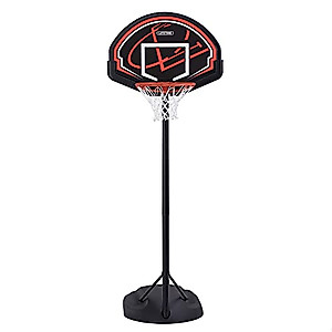 Lifetime 90022 32" Youth Portable Basketball Hoop, Red/Black & Champion Sports Rubber Junior Basketball, Heavy Duty - Pro-Style Basketballs, and Sizes (Size 5, Orange)
