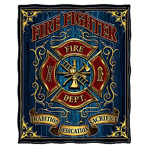 Erazor Bits Coral Fleece Plush Throw Blanket 50 x 60| Volunteer Fire Fighter Throw Blanket FF2085-TB (Navy)