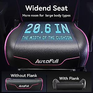 AutoFull C3 Gaming Chair Office Chair with Ergonomic Wingless Cushion PU Leather Racing Style PC Chair with Footrest and Lumbar Support Pillow,Black