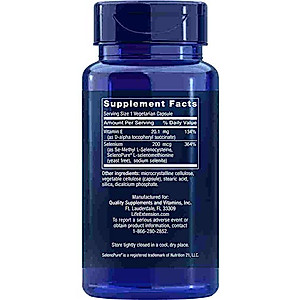 Life Extension Super Selenium Complex 200 mcg & Vitamin E, 2 Pack (2x100 Vegetarian Capsules)