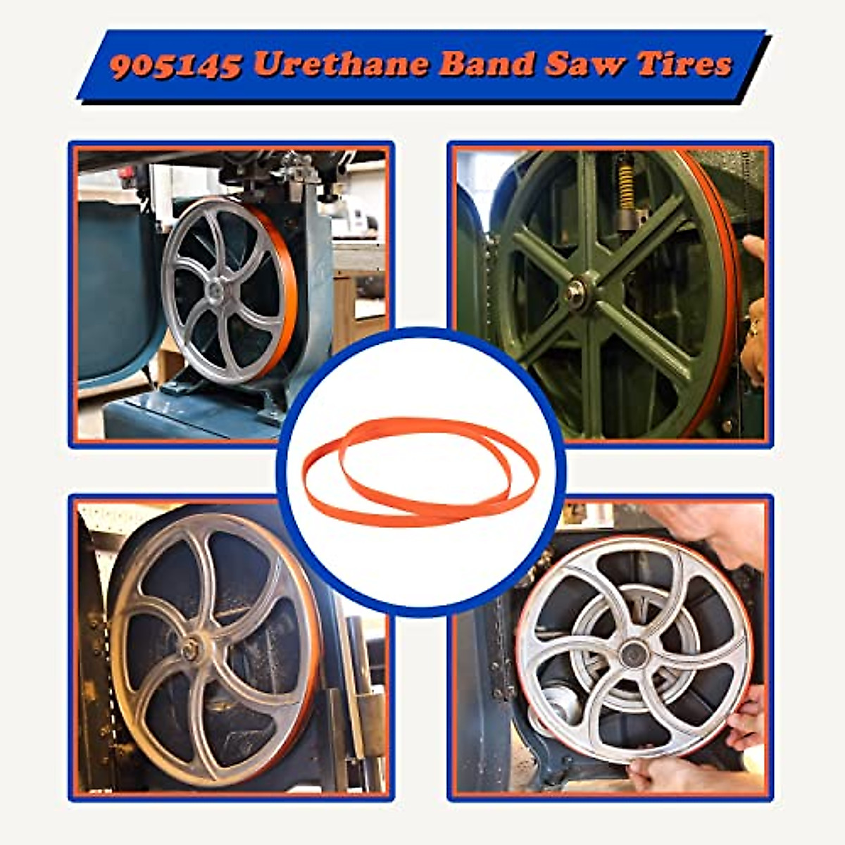 2 Pack Urethane Band Saw Tires, 905145 Band Saw Tires Replace for 14" Delta 905145 Craftsman 3AD92501 Band Saw Including Jet Grizzly, & Powermatic —No Adhesive Needed