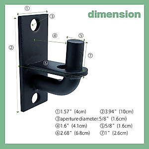 Black Wall Mount Gate Hinges, Farm Gate Hinge, Gate Hinges for Wooden Fences Heavy Duty, Gate Hinges for Metal Gates with 5/8" Male Hinge Pin, Set of 2.