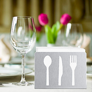 Napkin Holder, Stainless Steel Tableware Pattern Napkin Rack, Kitchen Napkin Dispenser, Modern Serviette Holder Home Bar Restaurant Table Decor