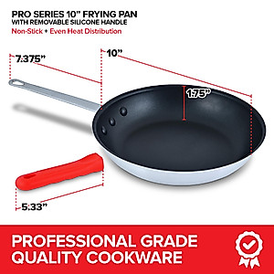 10" Pro Series Aluminum Nonstick Frying Pan, 3.5mm Thick Aluminum Professional Non Stick Pan, Every Day Use Heavy Duty Non Stick Frying Pan with Deep Sloped Sides and Riveted Handle for Extra Comfort