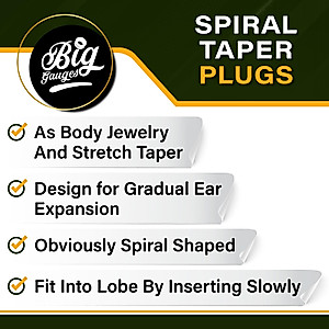 BIG GAUGES 2 Pairs Acrylic 2g Gauge 6mm Black White Taper Expander Spiral Coil Piercing Jewelry Stretcher Ear Earring Lobe Plugs BG2912