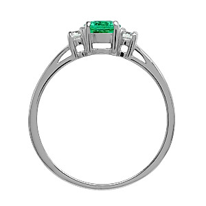 Silvershake Petite Green Nano Emerald & White CZ 925 Sterling Silver Promise Ring Size 5