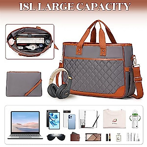 InduSKY Tote Bag for Women, Work Tote Bag for Women Teacher Nurse, 15.6 Inch Laptop Tote Bags Casual Handbag Shoulder Bag with Portable Clutch Purse for Travel Work