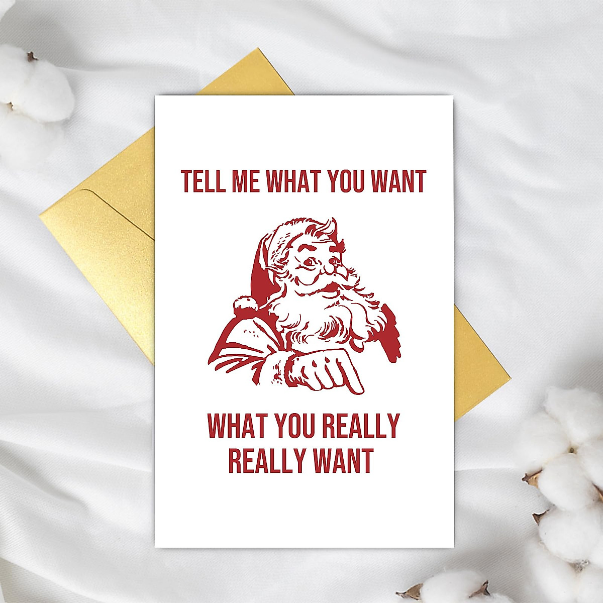 Supoeguk Funny Christmas Card for Men Women, Happy Holiday Card for Friends Family, Cool Santa Card for Him Her, Tell Me What You Really Want