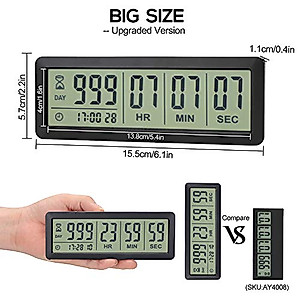 A AIMILAR Digital Countdown Days Timer - AY4053-Black Upgraded Big 999 Days Count Down Clock for Vacation Retirement Wedding
