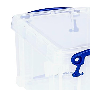 Really Useful Box 1.6 Liter Plastic Stackable Storage Container with Snap Lid & Built-In Clip Lock Handles for Home or Office Organization, 4 Pack