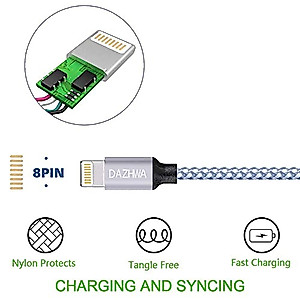 DAZHWA iPhone Charger 3pack 6ft [Apple MFi Certified] Nylon Braided USB-A to Lightning Cable Cell Phone Fast Charger Cord Compatible iPhone14/13/12/11Pro Max/XS/XR/X/8/7/iPad More