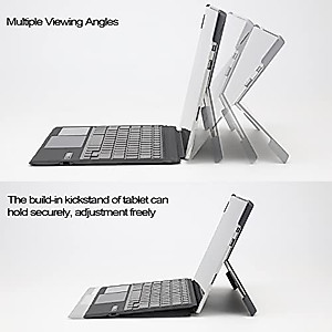 Qulose Surface Pro Keyboard Case, 7 Color Backlight Detachable Keyboard with Trackpad, Case with Keyboard for Microsoft Surface Pro 7+/ 7/6 / 5/4 / 3 Tablet - Grey
