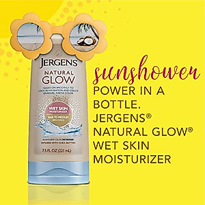 Jergens Natural Glow In-shower Lotion, for Fair to Medium Skin Tone, Wet Skin, Sunless Tanner Locks in Hydration for Gradual, Flawless Color, 7.5 Ounce