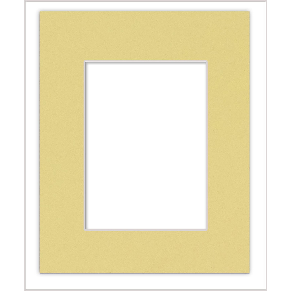 11.7x16.5 Mat Bevel Cut for 8.5x11 Photos - Acid Free Soft Yellow Precut Matboard - For Pictures, Photos, Framing - 4-ply Thickness