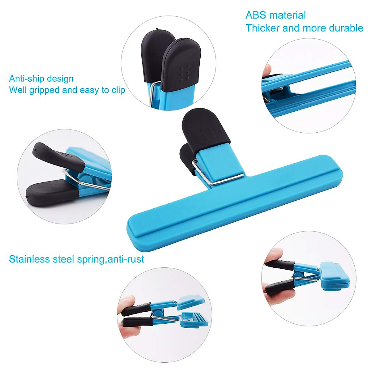 SUNMALL 10 Pack Chip Bag Clips, Magnetic Chip Clips, Heavy Duty Food Clips, Multicolored Bag Clips for Food Storage for Coffee, Bread Bags, Snack Bags and Food Bags