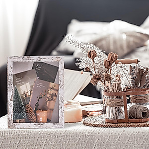 Muzilife 8x10 Shadow Box Picture Frame - 2.16" Interior Deep Wood & Glass Rectangle Display Case Ready to Hang Memory Box Baby Sports Memorabilia, Pins, Awards, Tickets, and Photos, Rustic White