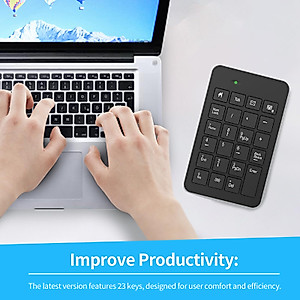 Bluetooth Number Pad with Battery, 23 Keys Wireless Numeric Keypad Upgraded Version of 10 key Keyboard Financial Accounting Numpad Compatible for Laptop, PC, Macbook, Notebook, Desktop,Surface Pro