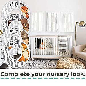 Baby Closet Size Dividers - Woodland Nursery Closet Dividers for Baby Clothes - Fox Deer Bear Hedgehog Beaver Nursery Decor - Baby Closet Dividers for Boy or Girl - [Woodland] [Grey/Gray]
