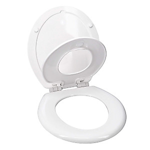 Idea Factory Round Adult/Child Toilet Seat with EZ OFF Hinges, Small Child Seat Included