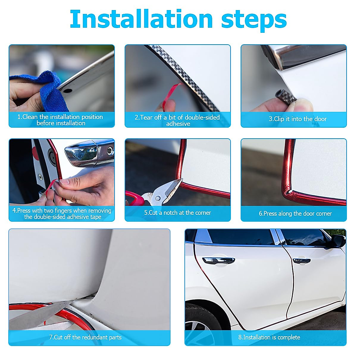 BELOMI Car Door Edge Guards, 32.8Ft Universal Fit U Shape Door Edge Trim Car Door Protector, PVC Plating Finish Anti-Collision Automotive Body Strip, Car Accessories Fit for Most Car (Carbon Fiber)