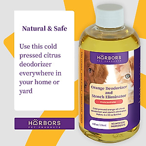 Harbor's Orange Deodorizer and Pet Stench Eliminator. Removes Dog & Cat Urine. Cleans Rugs, Furniture, and Mattresses with Pleasant Natural Aroma. Bottle of Concentrate Makes 1 Gal of Spray.