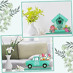 4 Pcs Hello Spring Table Decorations Easter Spring Table Centerpieces Enjoy The Ride Wooden Signs Spring Decorations for Home Wooden Letter Blocks Spring Party Ornament Farmhouse Rustic Table Decor
