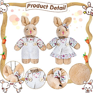 Skylety 12 Pcs Mini Bunny Plush Stuffed Animal Small Couple Easter Rabbit Plushie Burlap Floral Baby Shower Decoration Cute Soft Bunny for Valentines Birthday Party Favor, 4 Inch (Cute Style)